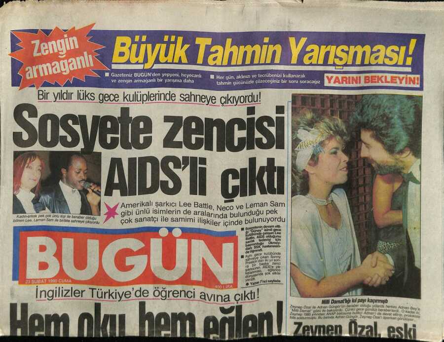 Bugün Gazetesi 23 Şubat 1990 - Zeynep Özal Eski Sevgilisiyle Buluştu ...