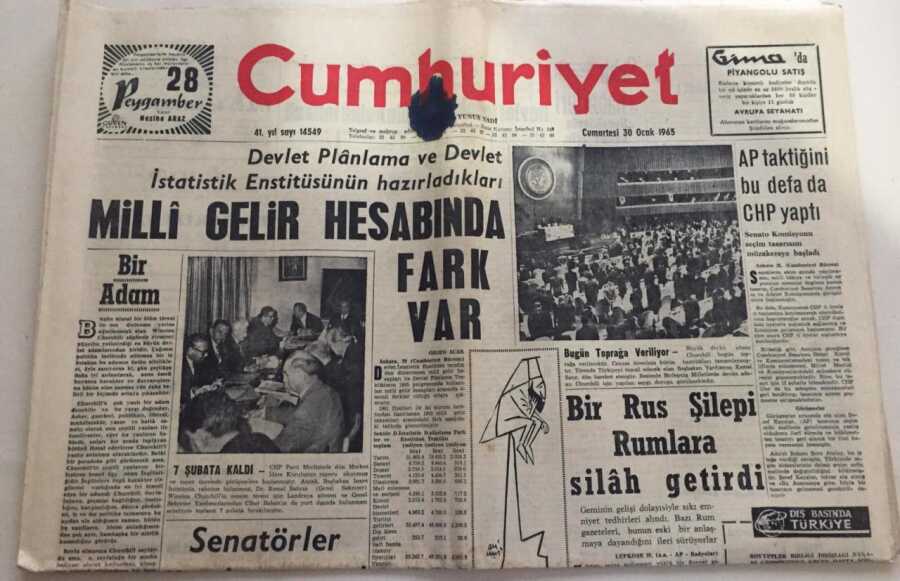Cumhuriyet Gazetesi 30 Ocak 1965-Bir Rus Şilebi Rumlara Silah Getirdi ...