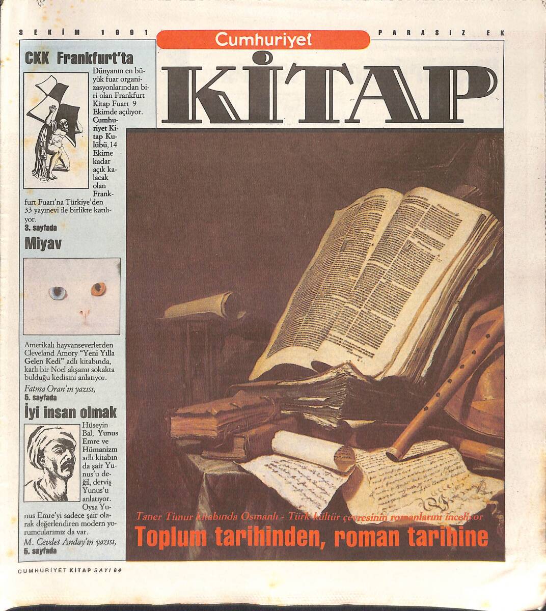 Cumhuriyet Gazetesi Kitap Eki 3 Ekim 1991 - CKK Frankfurt'ta - Taner ...