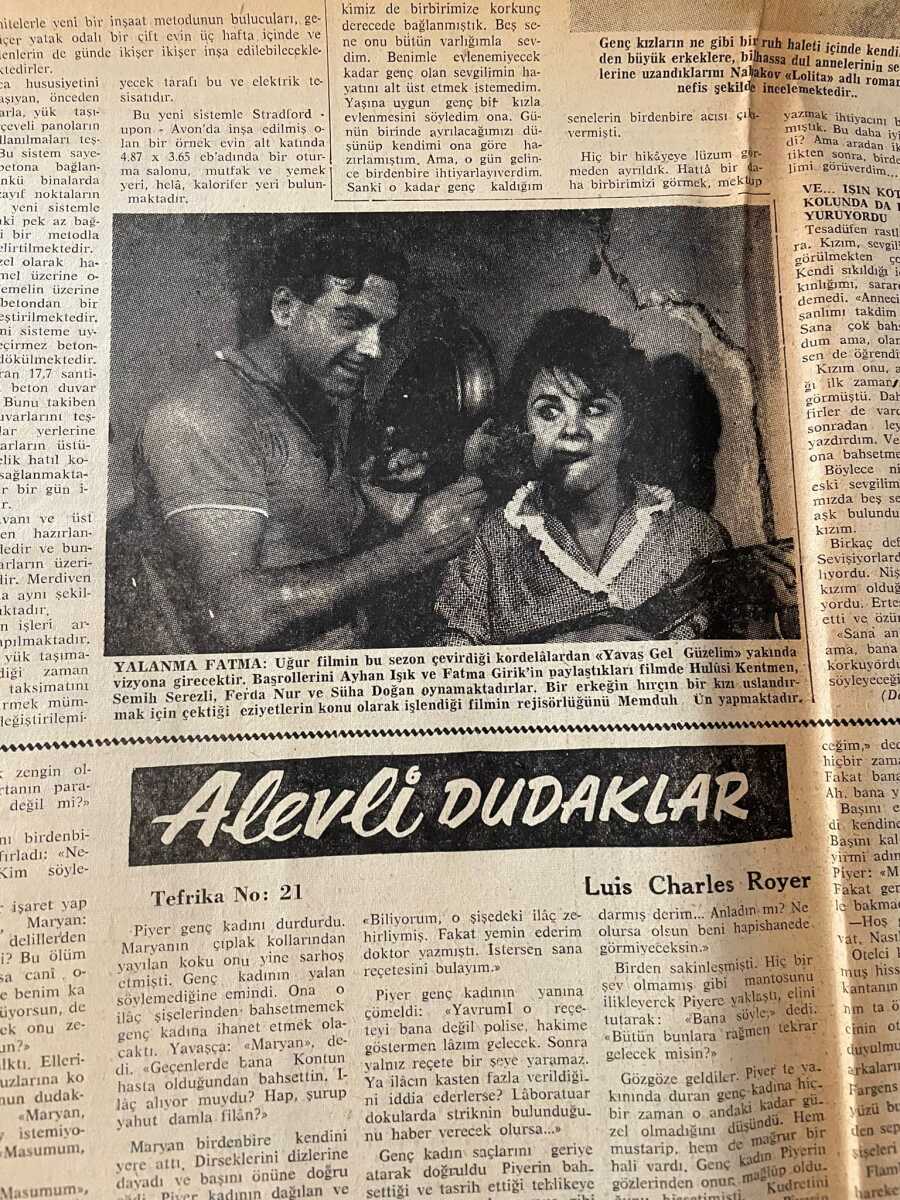 Ekspres Gazetesi 18 Kasım 1963 - Ayhan Işık Ve Fatma Girik Film Sahnesi ...
