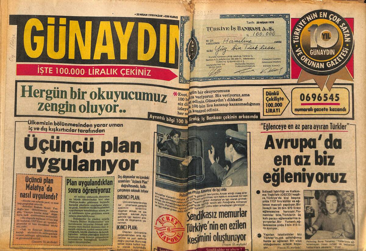 Günaydın Gazetesi 23 Nisan 1978 - İzzet Günay Dinç Kalmak İçin Her Gün ...