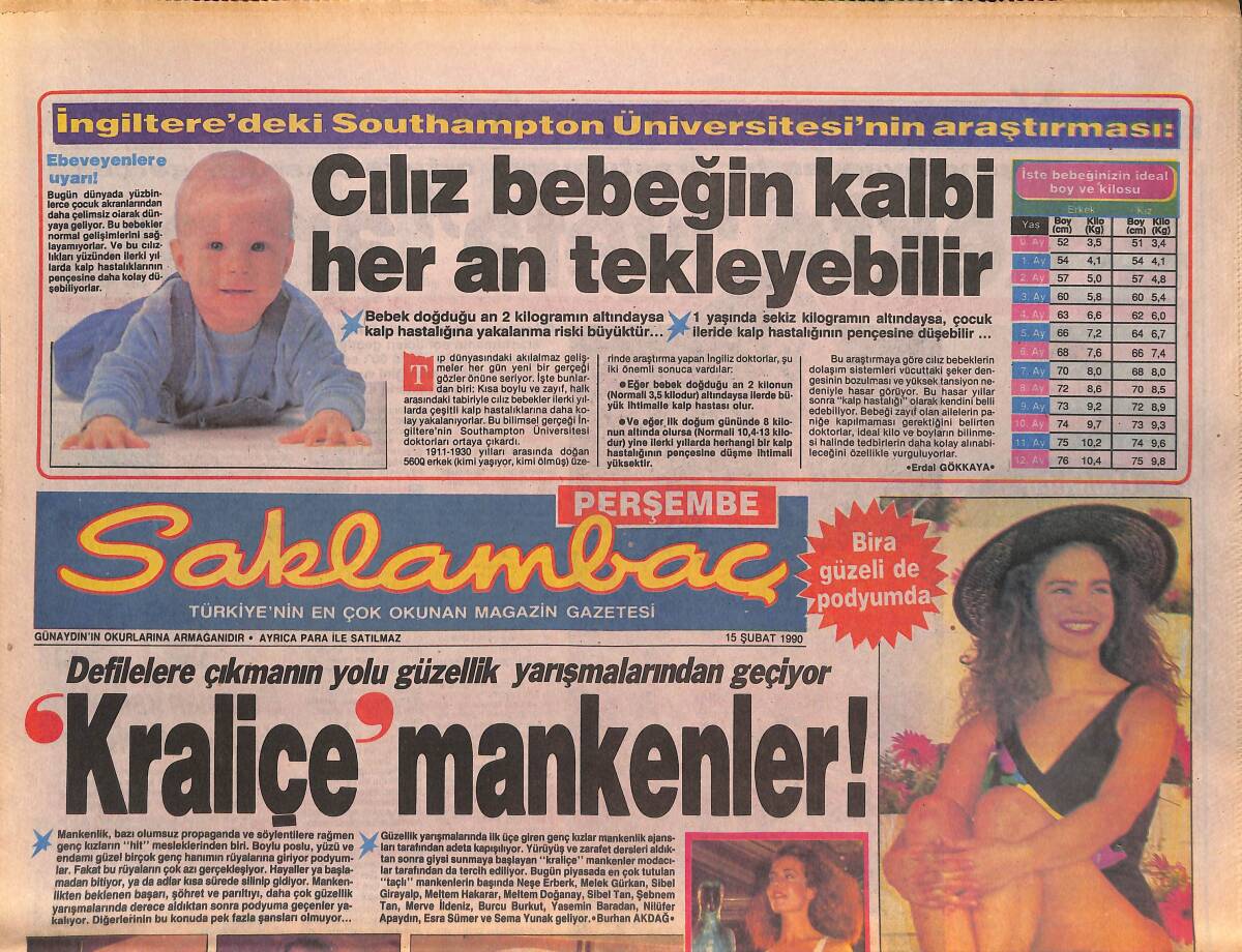 Günaydın Gazetesi Saklambaç Eki 15 Şubat 1990 - Samime Sanay'ın İlginç ...
