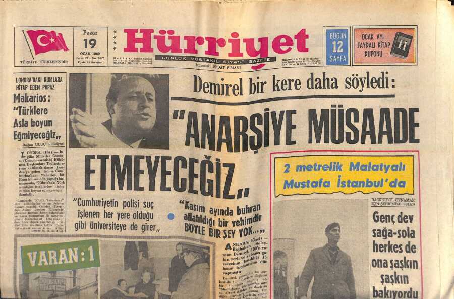 Hürriyet Gazetesi 19 Ocak 1969 - Bebek Belediye Gazinosu Dev Boy Nevin ...