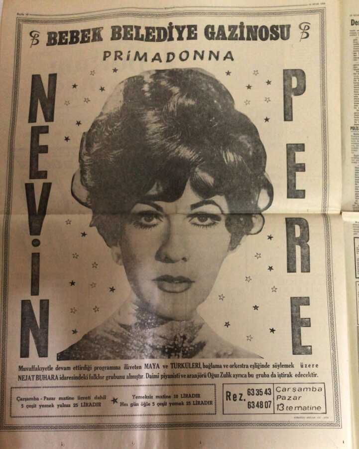 Hürriyet Gazetesi 19 Ocak 1969 - Bebek Belediye Gazinosu Dev Boy Nevin ...