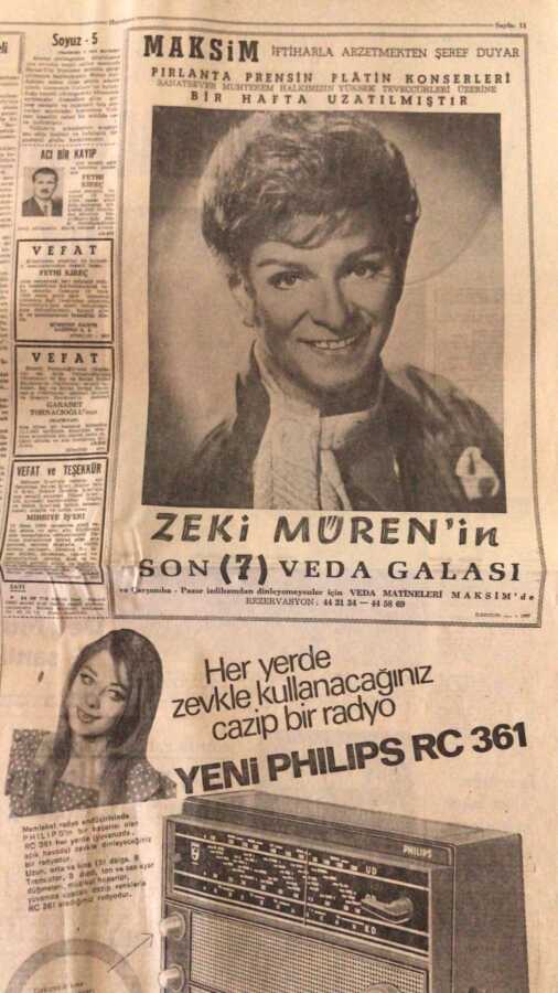 Hürriyet Gazetesi 19 Ocak 1969 - Bebek Belediye Gazinosu Dev Boy Nevin ...
