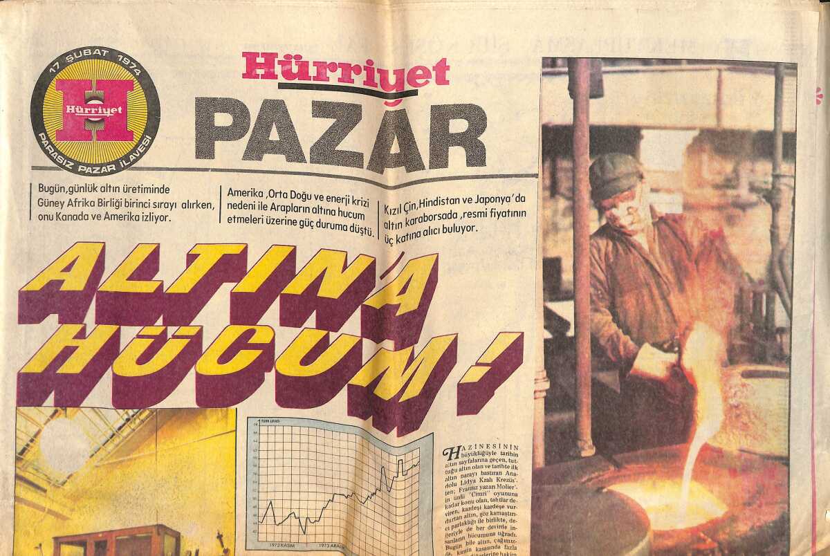 Hürriyet Gazetesi Pazar Eki 17 Şubat 1974 - Altın En Çok Nerede Çıkıyor ... Hürriyet Gazetesi Pazar Eki 17 Şubat 1974 - Altın En Çok Nerede Çıkıyor ...