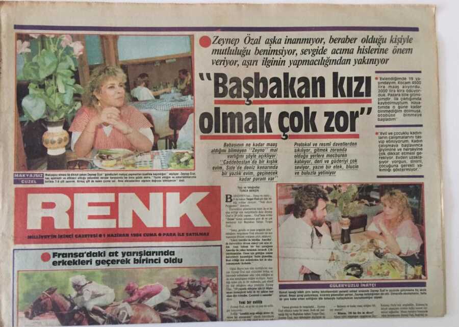 Milliyet Gazetesi Renk Eki 1 Haziran 1984 - Zeynep Özal Başbakan Kızı ...