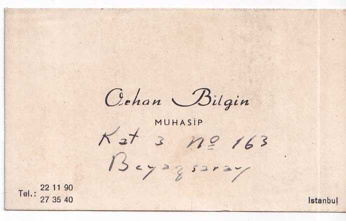 Orhan Bilgin Muhasip İstanbul (Kartvizit ) Kartvizit