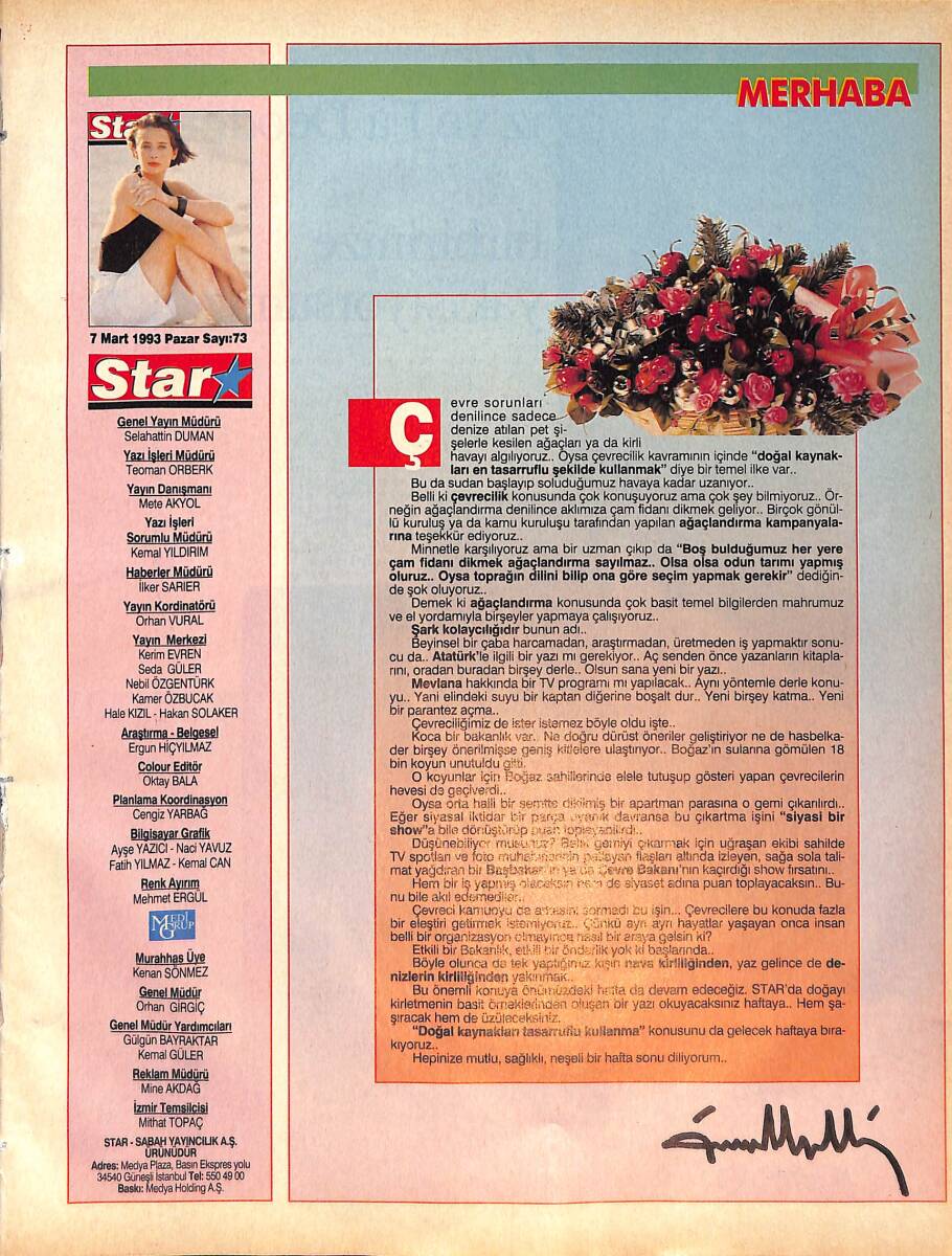 Star Dergisi 7 Mart 1993 Sayı:73 - Kay Sandvik - Audrey Hepburn ...