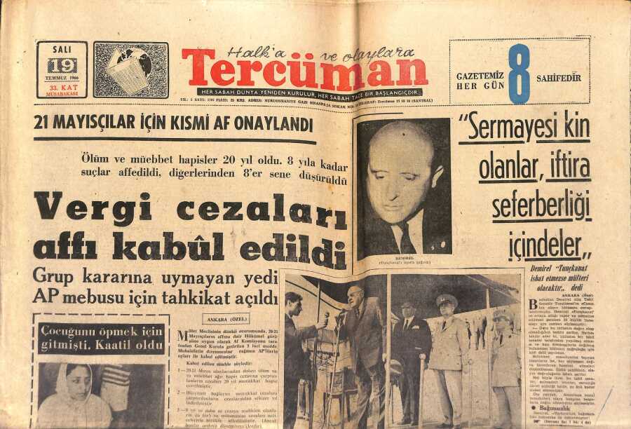 Tercüman 19 Temmuz 1966 Çocuğunu Öpmek İçin Gitmişti Katil Oldu