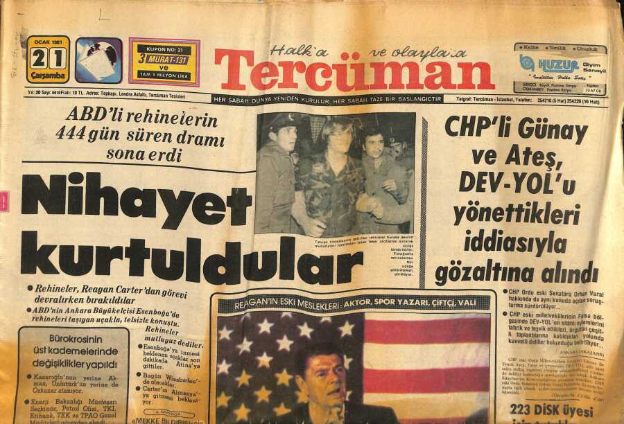 Tercüman Gazetesi 21 Ocak 1981 - ABD Tarihinin En Yaşlı Başkanı Göreve ...