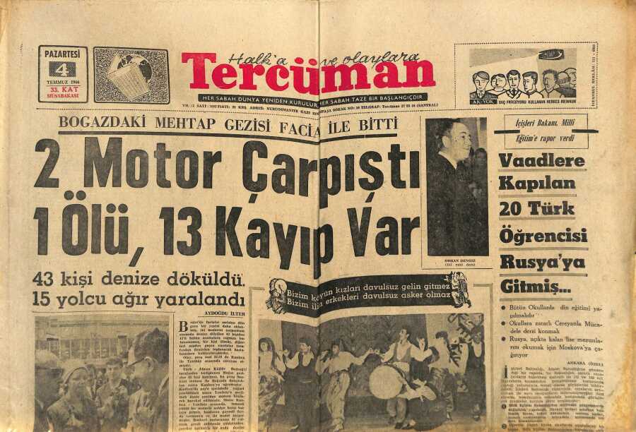 Tercüman Gazetesi 4 Temmuz 1966 İlham Gençerin Kulağını Karısı Isırdı
