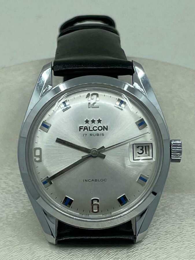 Vintage FALCON 17 Rubis Krom Kurmalı Erkek Kol Saati Erkek Kol Saati