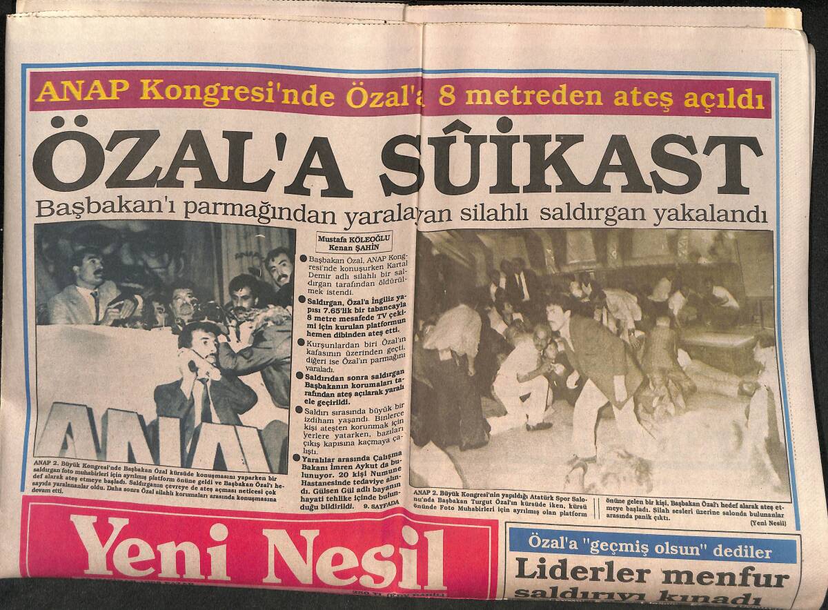Yeni Nesil Gazetesi 19 Haziran 1988 - Özal'a Suikast - Demirel Akşehir ...